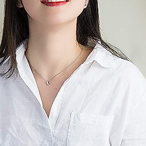 CISHOP Crescent Moon Necklace High Polished Sterling Silver Pendant Necklace for Women Jewelry