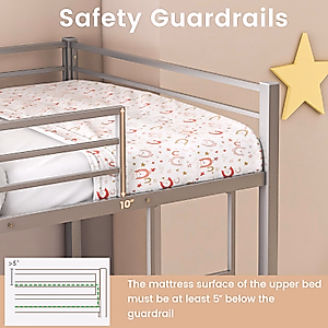 Giantex Metal Bunk Bed Twin over Twin, Low Profile Bunk Bed Frame with Ladder & Full Length Guardrail, Space-saving Twin Size Bed Frame for Kids Teens, No Box Spring Needed (Silver)