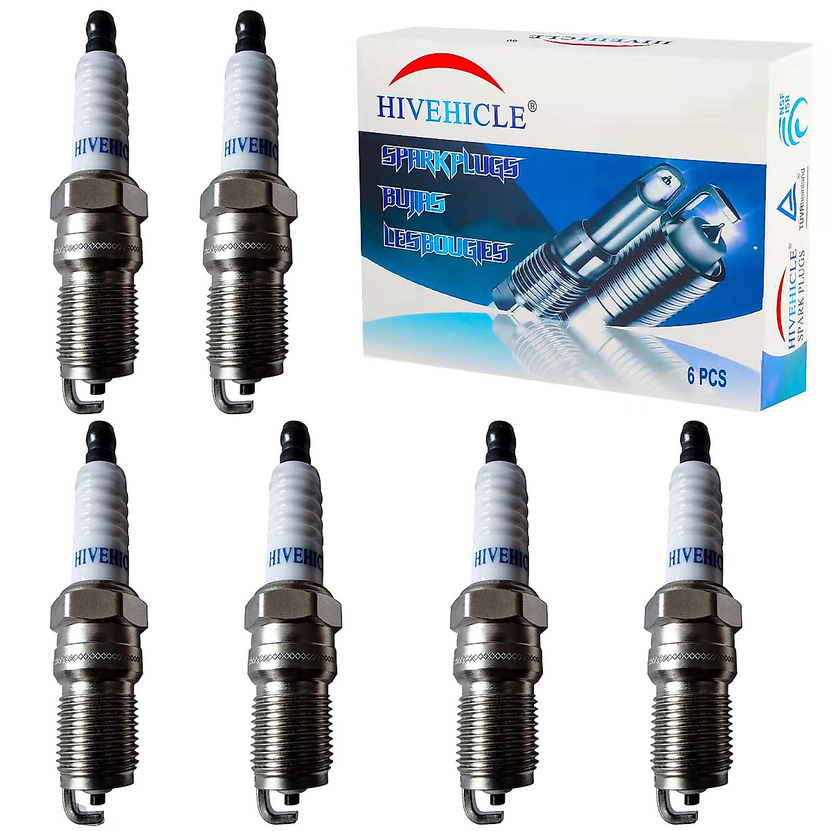 HiVehicle V7425 Spark Plugs – Replacement of #3951 TR55 (6 Pack)