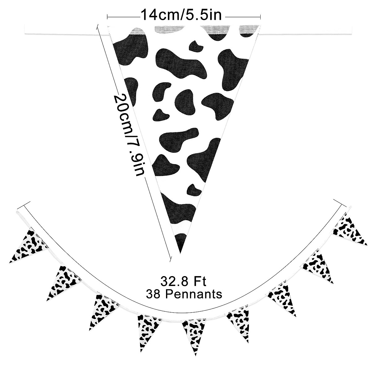 32.8 ft Cow Pennant Banners Cow Banner Cow Pattern Pennant Banner Farm Birthday Party Supplies Farm Style Banner for Western Cowboy Themed Western Party Decorations