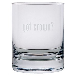 got crown? Etched 11oz Stolzle New York Crystal Rocks Glass