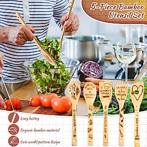 Leyndo 10 Pcs Grandma Gifts Set Including Grandma Apron Grandmother Tea Towel Tea Spoon Pot Holders Oven Mitt Bamboo Kitchen Cooking Spatula for Women Baking