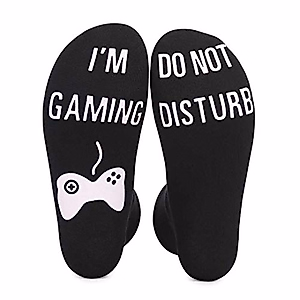 Do Not Disturb I'm Gaming Socks, Gaming Sock Funny Novelty Socks Teen Boys Mens Gamer Kids Gifts Cotton Socks Game Lovers Luminous (Ankle-1 Pair)