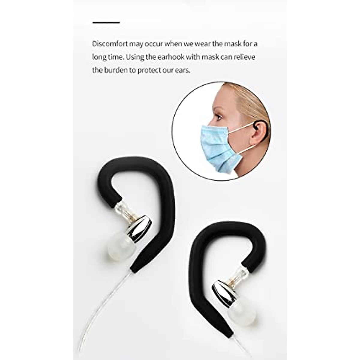 5 Pair KINBOOFI KBEAR Sports Silicone Earhook for Wired Earphone Over-Ear in Ear Monitor, Relieve Earphone Long-Term Use (3black+2white)