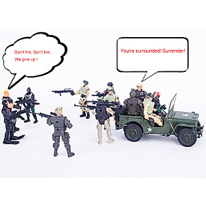 Berry President Army Men, Army Action Figures, 4 Inches Military Action Figures, Army Combat SWAT Soldier Action Figures Toys for 4 5 6 7 8 9 10 Year Old Boys (12 Pcs) (12Soldiers)