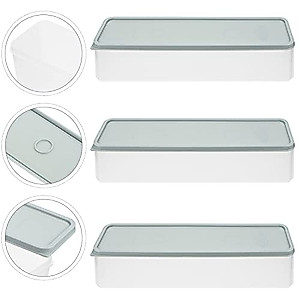 CALLARON Spaghetti Pasta Storage Containers Airtight Food Storage Containers with Lid Clear Dry Noddle Holder 3pcs for Meat Fruit Vegetables Blue Refrigerator Organizer Bins