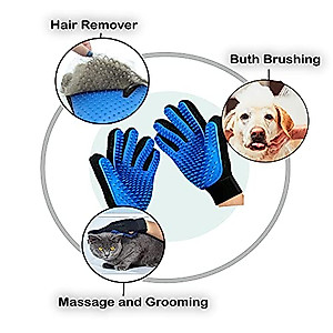 Pet Grooming Gloves - KAVAVE Dogs & Cats & Horses Brushes Gloves for Gentle Shedding - Washing Mittens for Long and Short Hair - 1 Pair