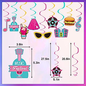 25 Pieces 50's Party Decorations Include Rock and Roll Banner, 50s Theme Hanging Swirls and Honeycomb Centerpieces for 1950s Party Decorations, Back to 50's Rocking Party Supplies