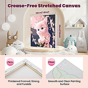 VINDIJA Framed Paint by Number for Adults Beginners - Cat Adult Paint by Number Kits on Canvas, 2 Pack Animals Paint by Numbers, DIY Oil Painting Acrylic Paints for Home Wall Decor Gift, 8x8in