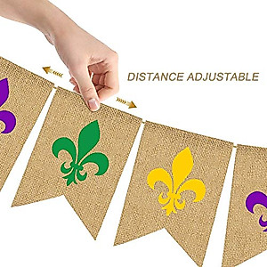 Rainlemon Jute Burlap Mardi Gras Banner March New Orleans Party Mantel Fireplace Garland Decoration Supply