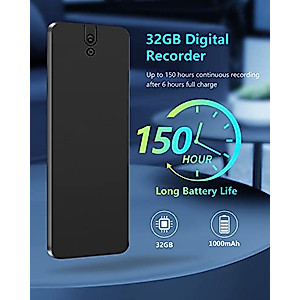 Digital Voice Recorder (1000mAh-150Hour Long Battery Life), Tonnlog 32GB Voice Activated Recorder with One-Click Recording 384kbps, Digital Audio Recorder for Lecture Interview Meeting