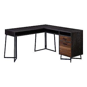 Sauder Canton Lane Engineered Wood and Metal L-Desk in Brew Oak
