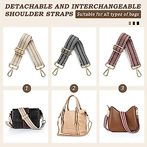 Kajaia 3 Pieces Purse Straps Replacement Crossbody Wide Shoulder Handbag Straps Adjustable Canvas Belt Purse Bag Straps (Classic Style)