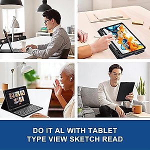 YEHOBU Galaxy Tab S8+/S7 FE 2021/S7 Plus 2020 Case, Detachable Bluetooth Backlit 12.4" Keyboard Protective Cover with S Pen Holder, Black(Tab Not Included)