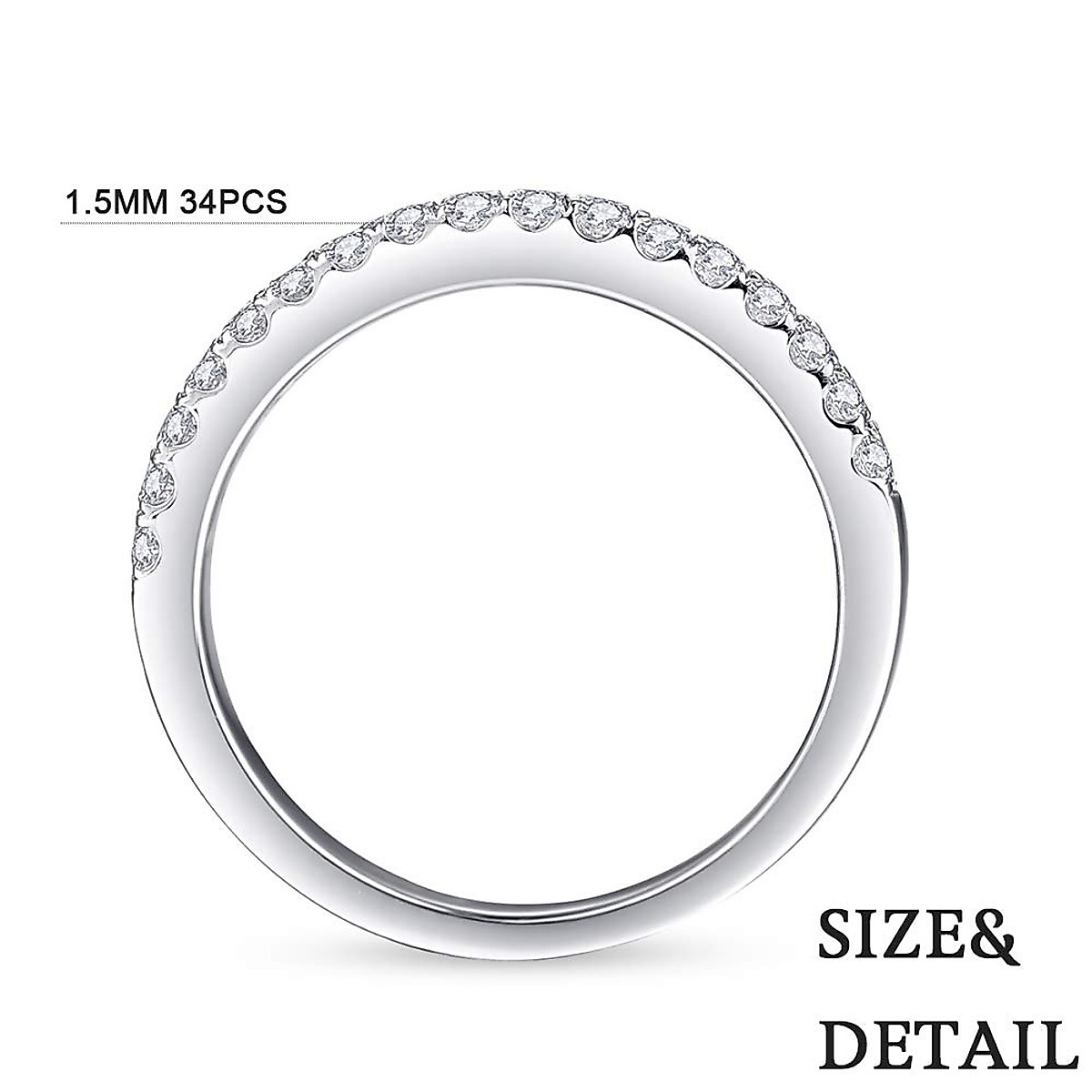 AVECON 925 Sterling Silver Womens Wedding Band Round 5A Cubic Zirconia Eternity Engagement Ring Sterling Silver Infinity Ring Size 9
