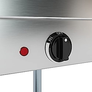 KoolMore 5-Pan Open Well Commercial Electric SS Steam Table Food Warmer for Buffets with Sneeze Guard, Overshelf, Undershelf, Warming Control Knobs, Front Serving Area [240V] (KM-OWS-5SG), Silver