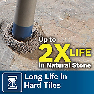 BOSCH NS2000 4-Piece Carbide Tipped Natural Stone Tile Bits Assorted Set for Drilling Natural Stone, Granite, Slate, Ceramic and Glass Tiles, Easy Application with No Water Required
