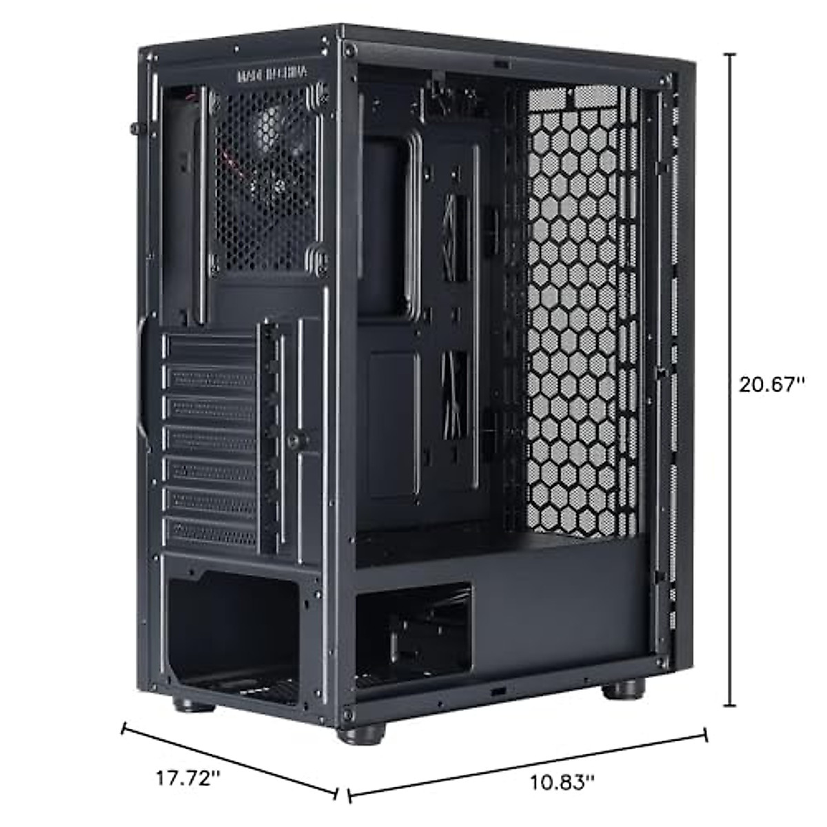 ARESGAME at-M1 Mid-Tower PC Case, Transparent Side Panel and ATX/M-ATX Support, Liquid Cooling Support up to 240mm Radiator, Black