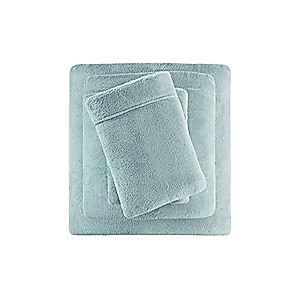 True North by Sleep Philosophy Soloft Plush Bed Sheet Set, Wrinkle Resistant, Warm, Soft Fleece Sheets with 14" Deep Pocket Cold Season Cozy Bedding-Set, Matching Pillow Case, Full, Aqua, 4 Piece