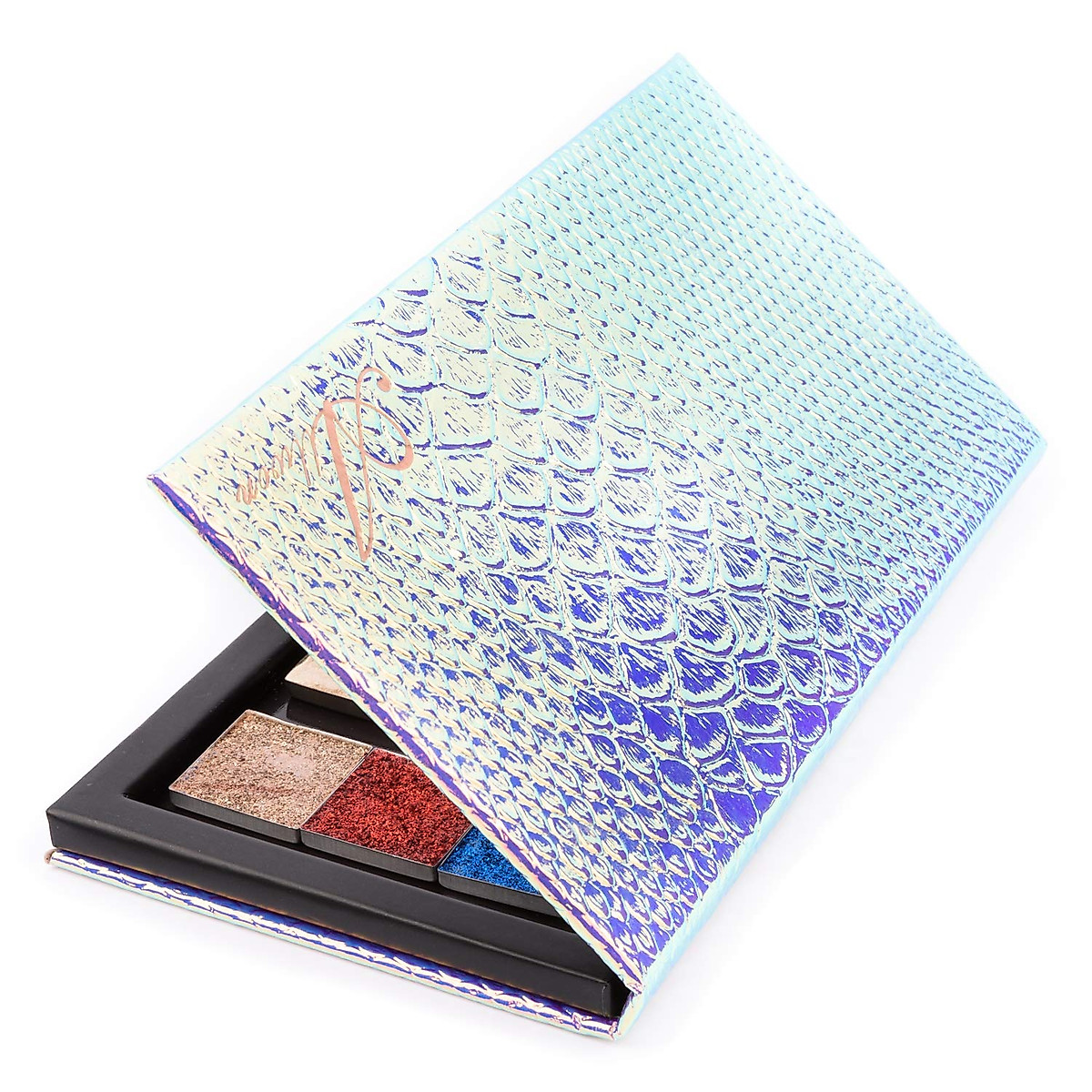 Allwon Magnetic Palette Mermaid Empty Makeup Palette with Mirror and 20Pcs Adhesive Empty Palette Metal Stickers for Eyeshadow Lipstick Blush Powder