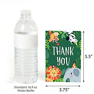 Big Dot of Happiness Jungle Party Animals - Safari Zoo Animal Birthday Party or Baby Shower Thank You Cards (8 count)