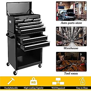 8-Drawer High Capacity Rolling Tool Chest, Removable Cabinet Storage Tool Box with Wheels and Drawers, Detachable Toolbox with Lock for Workshop Mechanics Garage