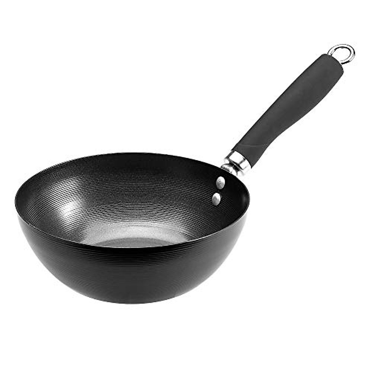 Ecolution Non-Stick Carbon Steel Wok with Soft Touch Riveted Handle, 8",Black