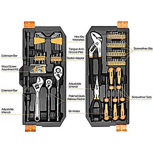 DEKOPRO 192 Piece Mechanics Tool Set Socket Wrench Set, Plastic Storage Case with Auto Repair Hand Tool Kit Wrench Tool Box Set