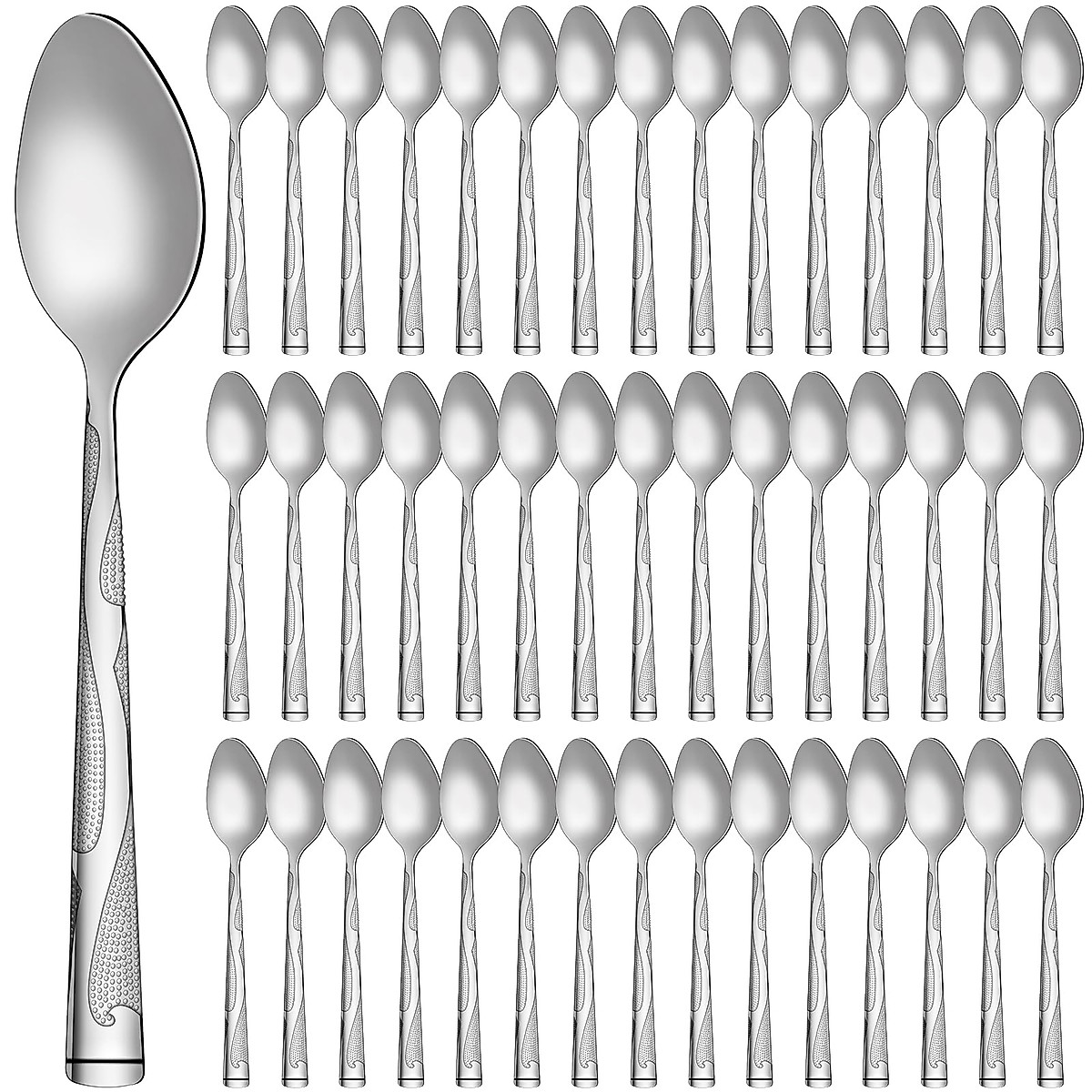 Lasnten 100 Pieces Dinner Spoons Set 7.24 Inches Silverware Spoons Bulk Metal Dinner Spoons Mirror Polished Tablespoon for Home Restaurant Kitchen Mirror Polished Dishwasher Safe