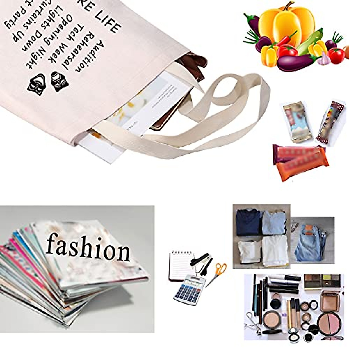 PXTIDY Theatre Life Tote Bag Drama Theater Gifts Comedy Tragedy Mask Theatre Drama Bag Drama Actor Actress Gifts(Tote bag)