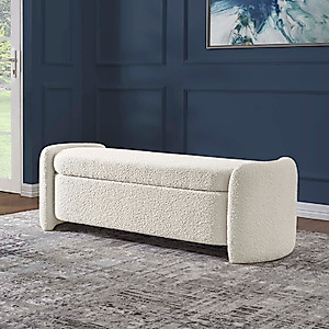 Modway Nebula Boucle Upholstered Storage Bench in Ivory
