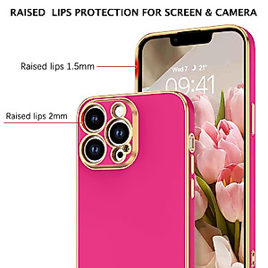 Telaso iPhone 13 Pro Max Case, iPhone 13 Pro Max Phone Case with Separate Love Heart Shape Kickstand Holder Soft TPU Plating Bumper Protective iPhone 13 Pro Max Phone Case for Girls Women, Hot Pink