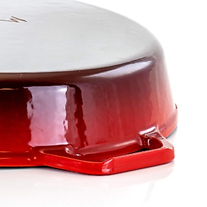 Megachef Enamel Cast Iron Skillet, 10.25 Inch, Red