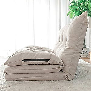 Harper & Bright Designs Floor Sofa Adjustable Lazy Sofa Bed, Foldable Mattress Futon Couch Bed, Beige