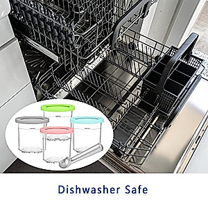 LBSAHETC Ice Cream Containers Compatible with Ninja Creami Nc300 Nc301 Nc299Amz Series 4 Pack Pint Containers with Lids Include Ice Cream Scoop BPA-Free Dishwasher Safe