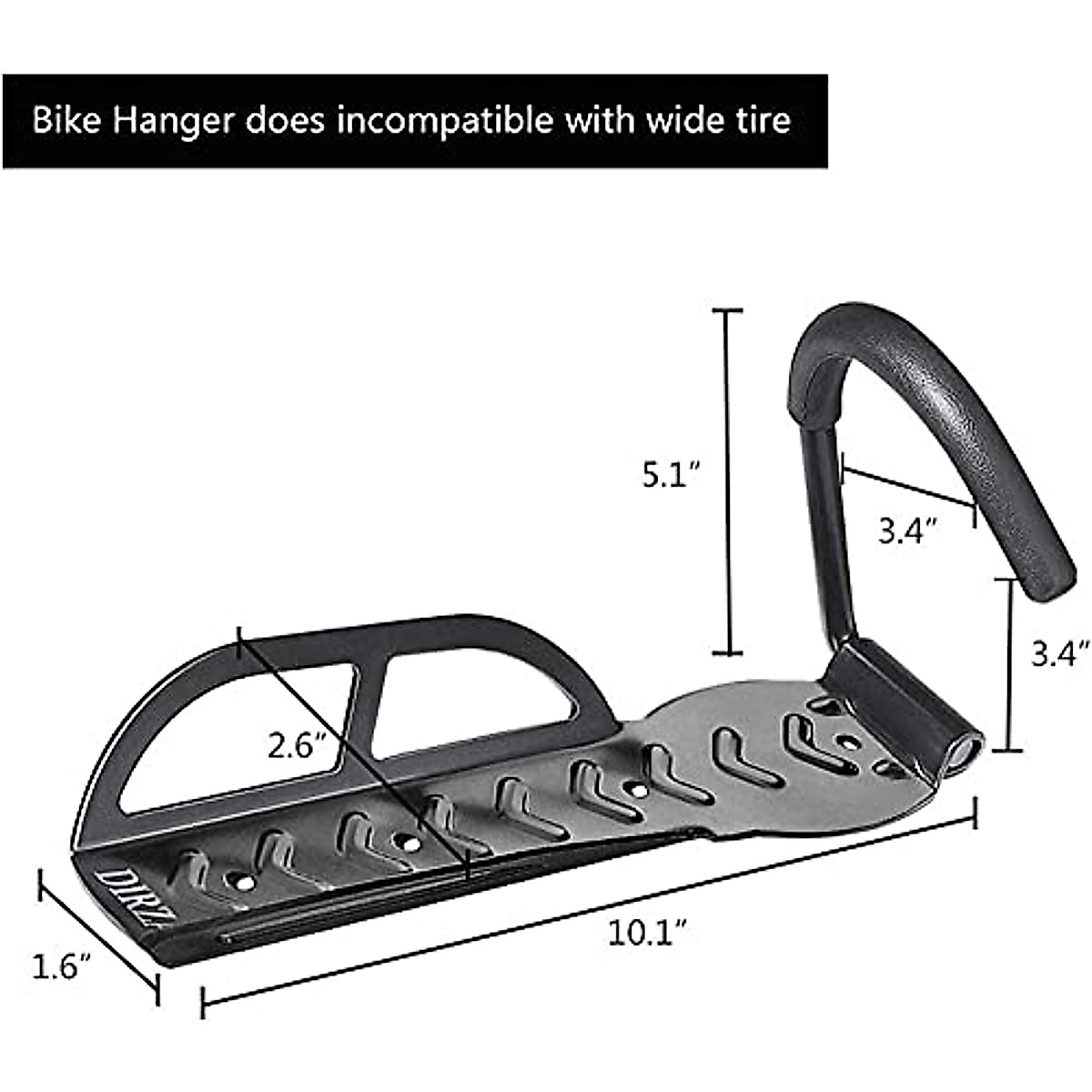 DIRZA Bike Wall Mount Rack with Tire Tray - Vertical Bike Storage Rack for Indoor,Garage,Shed - Easy to install - Great for Hanging Road,Mountain or Hybrid Bikes - Screws Included - 2 Pack