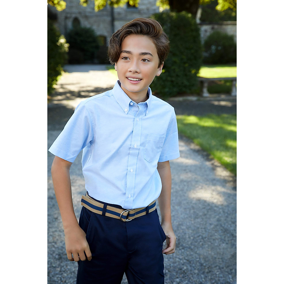 French Toast Boys' Big Pull-on Relaxed Fit School Uniform Pant (Standard & Husky), Navy, 8