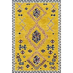 nuLOOM Larisa Bohemian Handmade Wool Area Rug, 5' x 8', Yellow