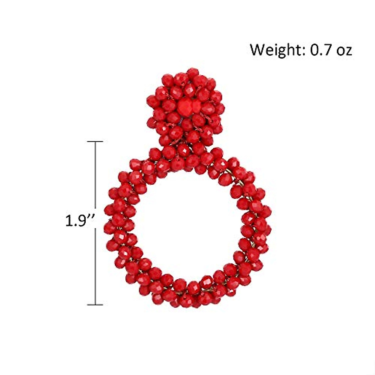 ZITULRY Statement Drop Earrings for Women Drazy Beads Dangle Earrings Wrapped Beads Earrings (Red)