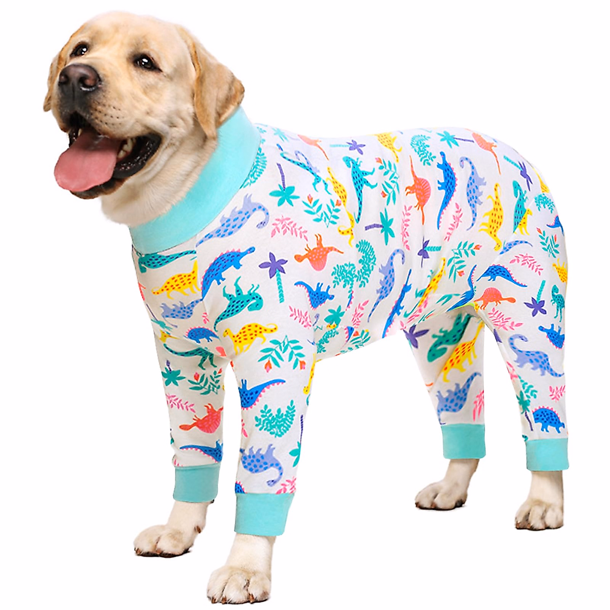 AOFITEE Dog Recovery Suit After Surgery Dog Onesie, Dog Surgical Recovery Shirt for Abdominal Wounds, Dinosaur Print Dog Pajamas Bodysuit for Medium Large Dog Cone Alternative, Full Body for Shedding
