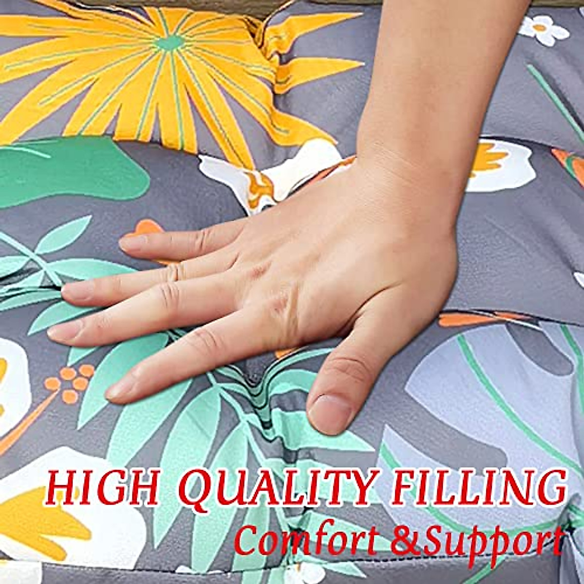 Srutirbo Outdoor Bench Cushion 51”x 19” Waterproof Floral Printed Garden Patio Bench Seat Cushion Swing Cushion for Wicker Loveseat Settee, Patio Furniture (Flower)