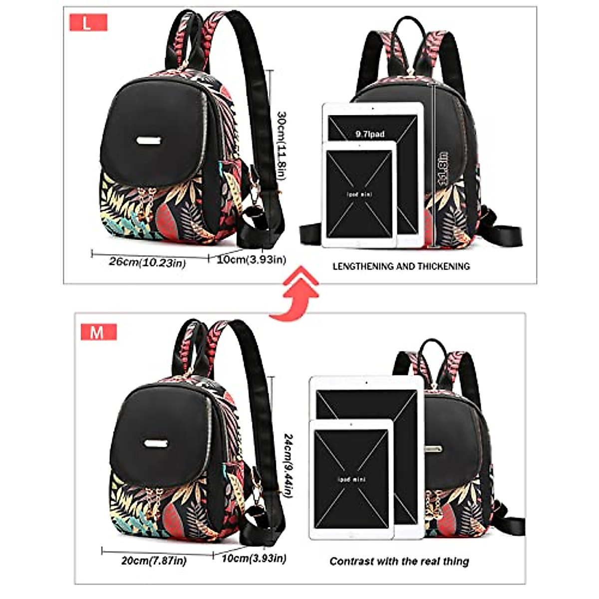 MULTIONS Women Fashion Mini Backpack,Small Backpack Purse for women Travel Shoulder Bags,Waterproof Rucksack Mini Shoulder Bags (Leaves,L)