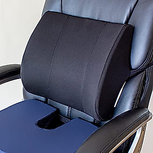 DMI Memory Foam Lumbar Pillow Support Pillow Back Support Chair Cushion with Strap for Better Posture and Easing Back Pain, Black