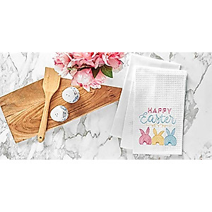 C&F Home Bunny Bum Kitchen Towel White Easter 18" X 27" Embroidered Waffle Weave Machine Washable Decor Decoration 18" x 27" White