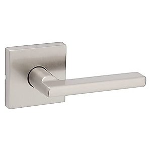 Kwikset Halifax Interior Passage Door Handle, Lever For Closet and Hallway Doors, Reversible Non-Locking Handle Lever, Satin Nickel, with Microban Protection