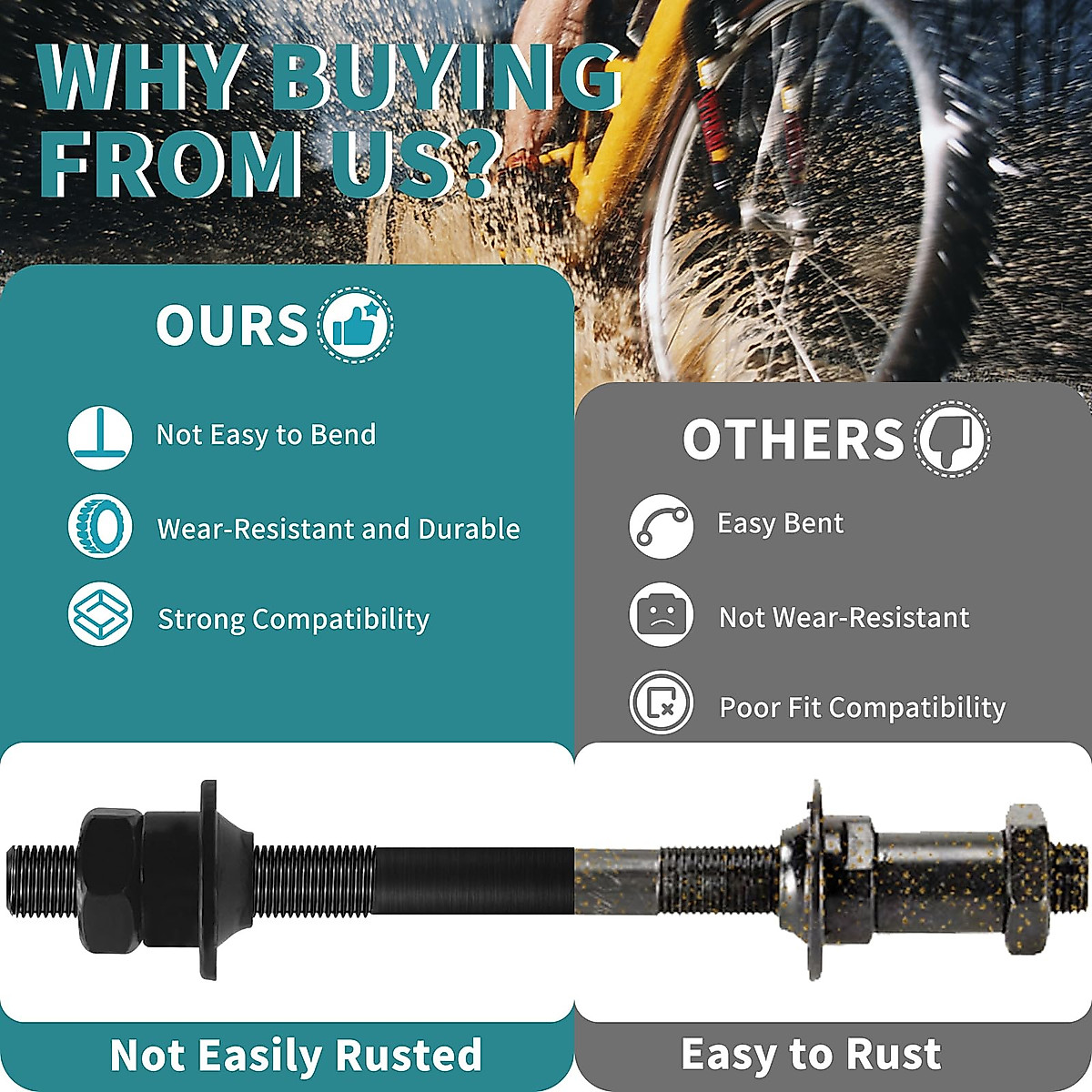 MOONDKIST Bike Quick Releases Set, 1 Pair MTB Quick Release Bicycle Hub Road Mountain Bike Front & Rear Axle Hollow Shaft Set with 25mm Wheel Hub Steel Ball for Road Bike, Mountain Bike