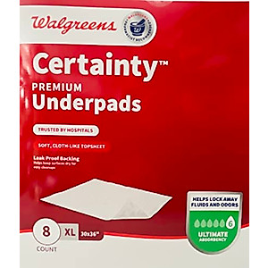Walgreens Certainty Premium Underpads Ultimate Absorbency X-Large 8.0ea