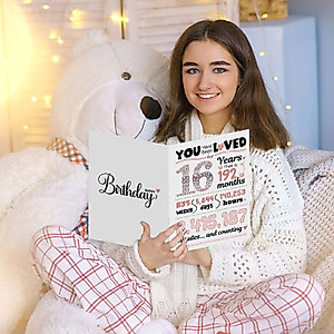 TSVATE Happy 16th Birthday Card, Sweet 16 Birthday Cards, Funny 16 Year Old Girl Birthday Gift Card, Happy 16th Birthday Gift for Women Her, Bday Card for Sweet 16th Daughter - Includes 16 Years Loved
