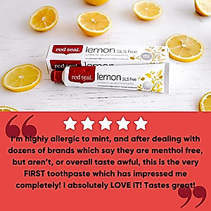 Red Seal Lemon Toothpaste for Homeopaths, Homeopathic Friendly Mint Free, Fluoride Free, No SLS, Fresh Citrus Flavor – Refreshing Natural Lemon Flavored Toothpaste, No Mint Flavor 3.5oz