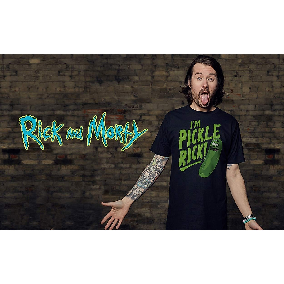 Ripple Junction Rick and Morty Men's Short Sleeve T-Shirt Pickle Rick Medium Black